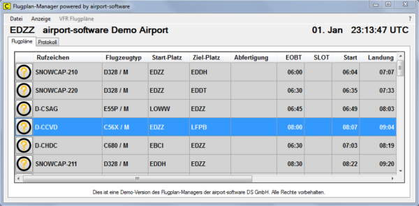 Flugplan Manager Slot CTOT Landemeldung Startmeldung
