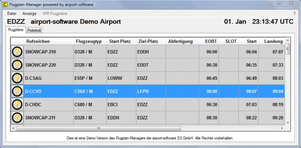 Flugplan Manager Slot CTOT Landemeldung Startmeldung
